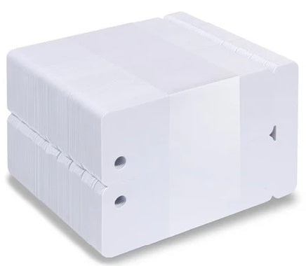 Double White 0.76mm Breakaway Key Tags - w/Holes Punched CR80 (500 Pac