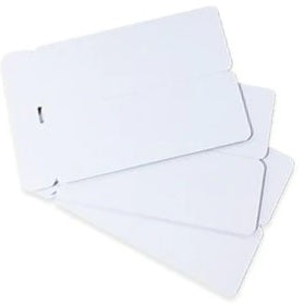 White 0.76mm Double Key Tags - No Holes Punched CR80 (500 Pack)